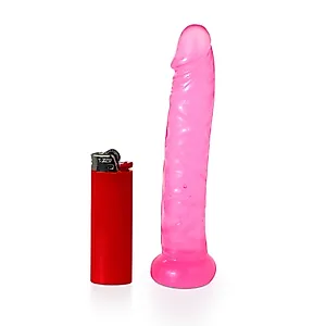 Healthy Vibes Slim Beginner Dildo - Small Dildo with Vein Texture Perfect for First-Time Users - Free-Standing Base - Experiment with Anal Play - TPR, Latex and Phthalate Free - Pink - 5.5" x 1"