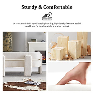 Yoglad Boucle Modern Curved Loveseat Sofa,Contemporary Small Couch,Teddy Upholstered Leisure Sofa,for Living Room,Bedroom,Reading Lounge(3 Piece Set Beige)