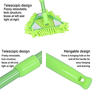 Extendable Mop 180 Degree Rotatable Triangular Cleaning Mop - Floor Cleaner, Glass Cleaner, and Versatile Cleaning Tool for Home, Wall, Ceiling, and Floors