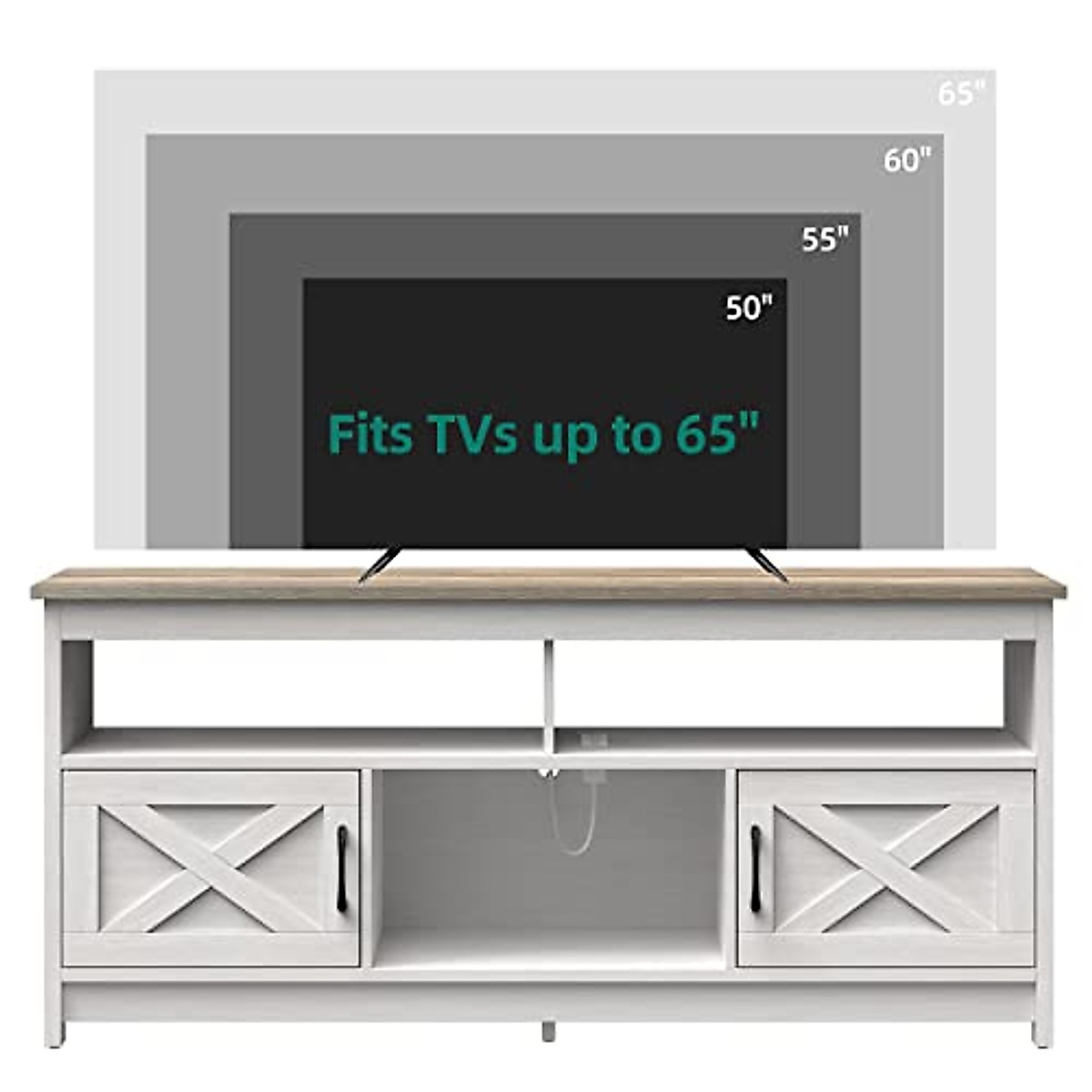 YITAHOME Farmhouse TV Stand for 65 Inch TV with Power Outlet