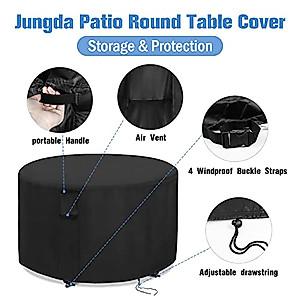 Jungda Patio Furniture Covers Round,32 Inch Outdoor Round Table Cover Waterproof,Round Patio Furniture Cover for All Weather Resistant - 32 x 28 Inch