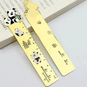 Zllada Metal Panda Bookmark - 3 Pieces Metal Hollow Stainless Steel - Cute Cartoon Bookmarks for Kids and Friends