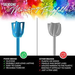 Epoxy Resin Mixer Silicone Paddles - 3 Reusable Pixiss Multipurpose Bidirectional Paint Stirrer for Drill Epoxy & Paint Mixer Drill Attachment - Paint Stirrers Epoxy Stirrer - Paint Mixer for Drill