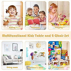 Costzon Kids Table and Chair Set, Wooden Table Furniture for Toddler Drawing Reading Arts Crafts Snack Time, Boys & Girls Gift for Playroom School Home, 3 Piece Children Activity Table Set (White)
