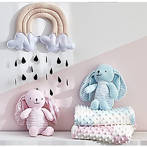 Newborn Blanket & Bunny Girl Gift Set, Ultra Soft and Cuddly, Pretty in Pink, Baby Plush Polka dot, (Pink) This Could be The Baby's Best Friend for a Lift time.
