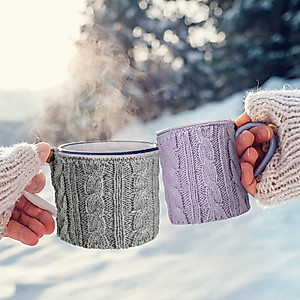 8 Pcs Coffee Mug Sweater Cozy Sleeve Mug Reusable Knitted Cozy Crochet Coffee Sleeves Cup Tea Cozy Handmade Tableware Coffee and Tea Mug Warmer for Women Men(Multi Color, 8 Pcs)