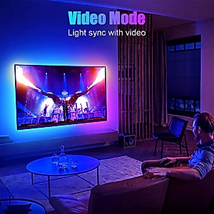 TV LED Backlight with 4K HDMI Sync Box,LED Lighting Strip RGBIC with 7 Scene Mode for 85 Inch and Below TV, Support Remote Control,Sync with Music,TV and Gaming