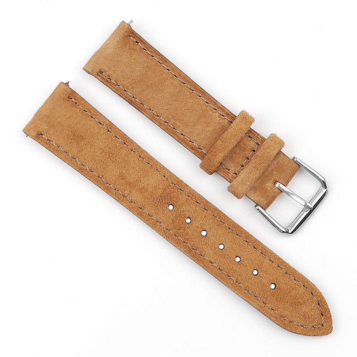 Onthelevel Suede Leather with Black Leather Back Watch Band Strap for Men or Women - 18mm 19mm 20mm 22mm 24mm | Multiple Colors (22mm, A-Tan)