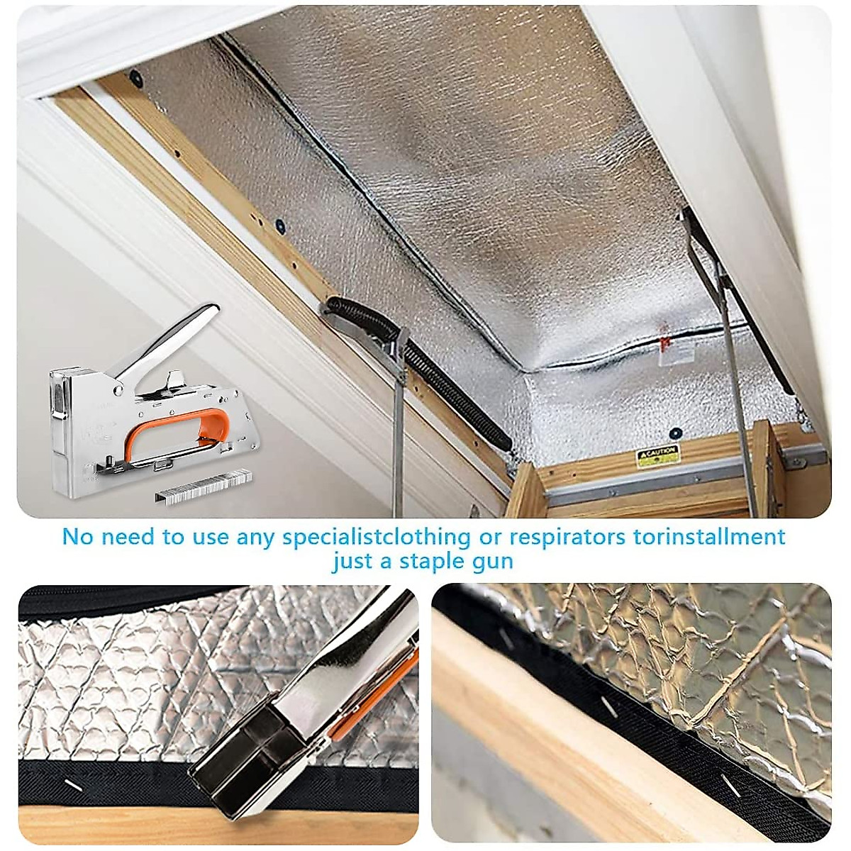 Attic Stairway Insulation Cover Energy Saving R-15.5 Class A Fireproof Attic Stairs Door Ladder Insulator Easy Installation Pull Down Tent with Zipper 25'' x 54''x 11''