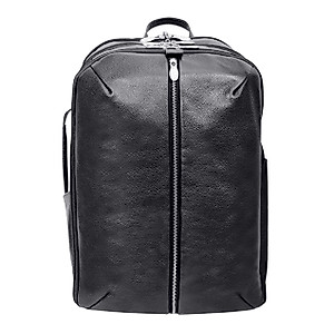 McKleinUSA Englewood, Pebble Grain Calfskin Leather, 17" Leather, Triple Compartment, Carry-All, Laptop & Tablet Weekend Backpack, Black (18895)