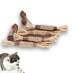 NILUTO 4 Pack Silvervine Chew Sticks Cat Toy for Indoor Cats Interactive Silvervine Sticks for Cats Catnip Toys for Indoor Cats Chew Toy for Cat Teeth Cleaning Kitten Teething