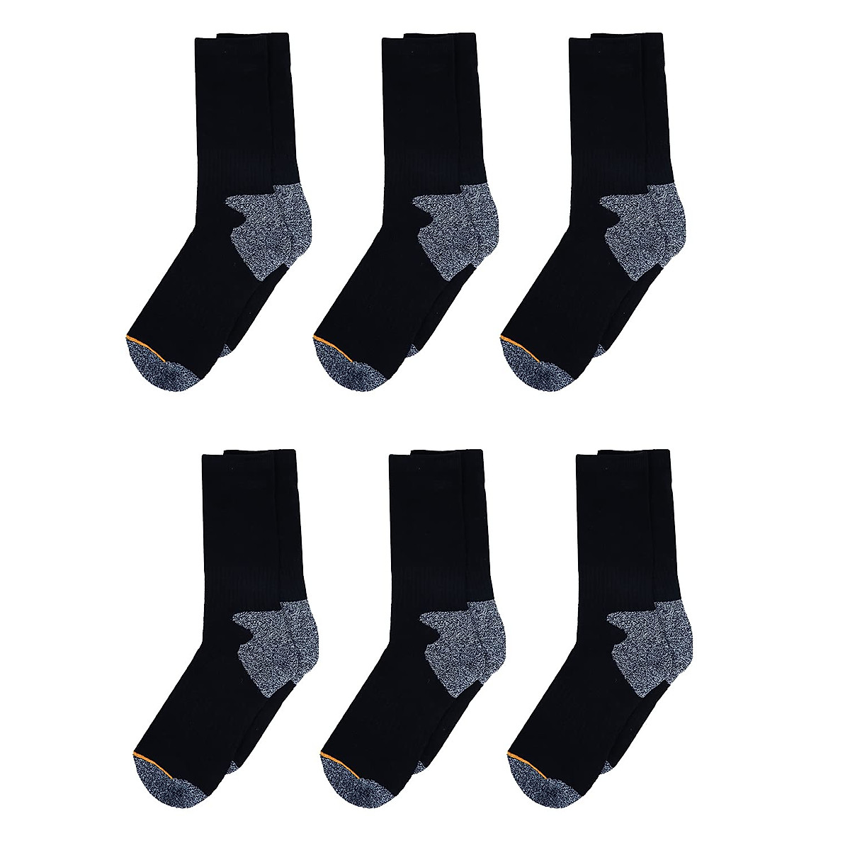 Foemo 6 Pairs of Performance Socks for Men - Versatile and Supportive, with Reinforced Heel and Toe (Black)
