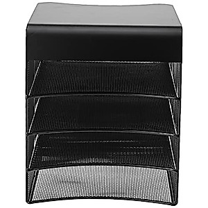Safco Products Onyx Mesh 4-Tray Underdesk Space Saving Desktop Hanging Organizer, Durable Steel Mesh Construction, 20lb Capacity, Black Powder Coat Finish, 10.25"w x 12.375"d x 12"h