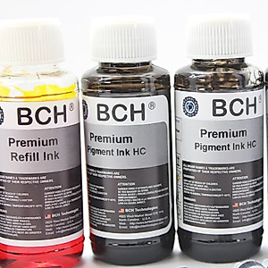 BCH Premium Bulk Refill Ink for HP Printers - (3 Pigment Black + Photo Dye)