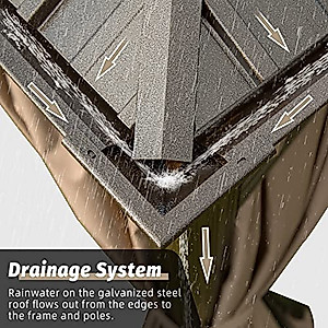 Domi Outdoor Living 10’ X 12’ Hardtop Gazebo, Outdoor Aluminum Frame Canopy with Galvanized Steel Double Roof, Outdoor Permanent Metal Pavilion with Curtains and Netting for Patio, Backyard and Lawn