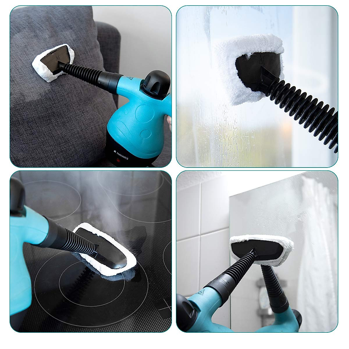 Navaris Microfibre Pads for Steam Cleaner - Set of 10 Replacement Cloths Handheld Steamer 49454 - Washable Wipes for Floor, Wall, Cleaning