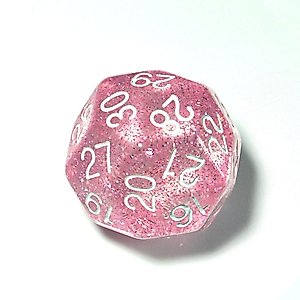 Triantakohedron 33mm D30 30-Sided Glittered Color Jumbo RPG Gaming Dice, Limited Edition Series (Glitter Pink)