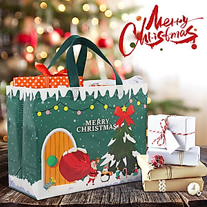 Yunaeduo Christmas Gift Bags - 9 Pcs Gift Bags for Christmas Presents - Christmas Bags with Handles, Christmas Tote Bags, Xmas Gift Bags, Holiday Gift Bags Bulk, 12.5" X 9.8" X 5.5"