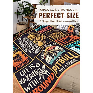 InnoBeta Pitbull Gifts for Pitties Lovers, Pitbull Flannel Blanket Throws for Pitt Dog Mom Dad, 50 x 65 inches, Perfect for Birthday Christmas Thanksgiving Mother's Day