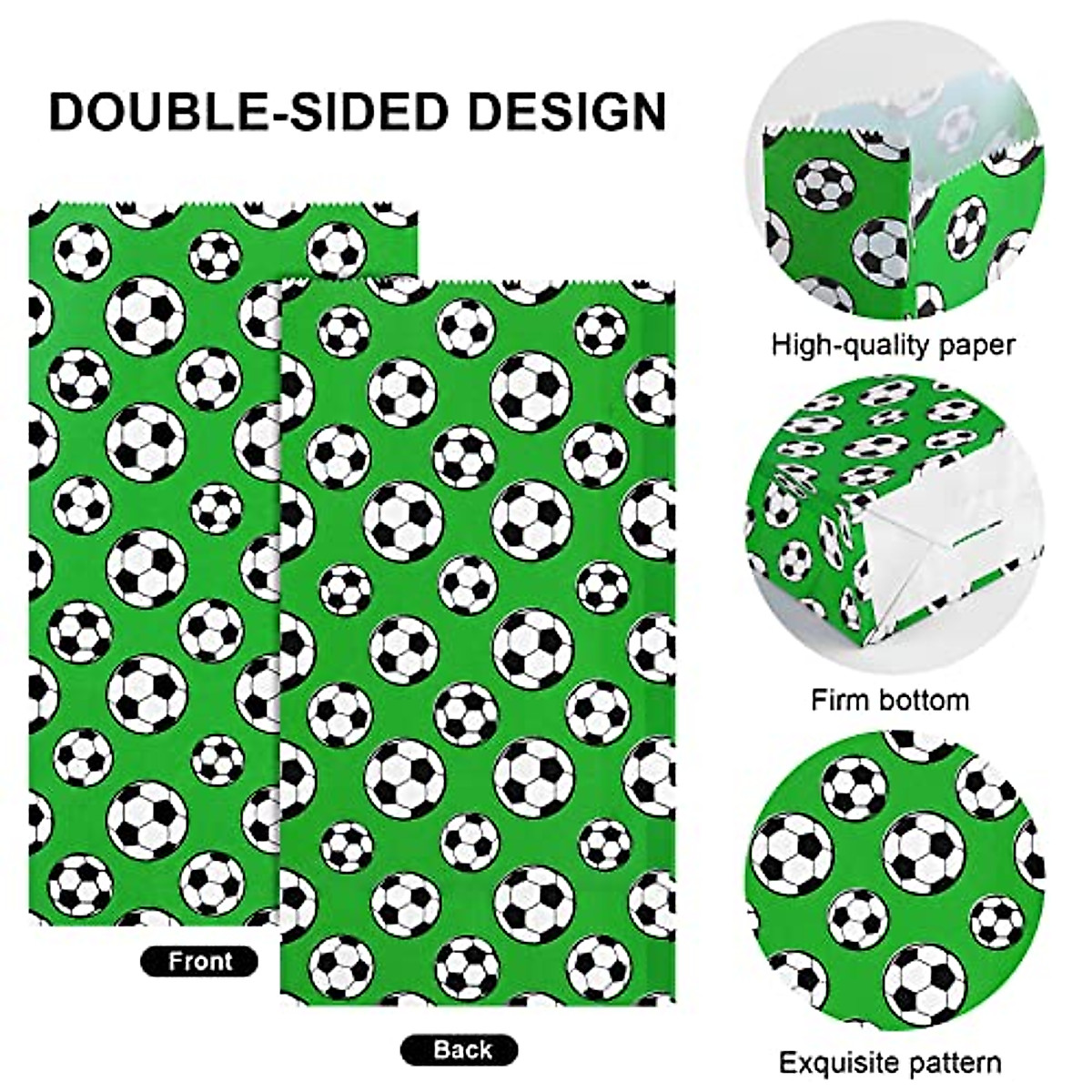 durony 24 Pack Soccer Gift Bags Paper Treat Bags Soccer Print Goodie Bags with Stickers for Sports Theme Party Decorations, Game Celebration Supplies