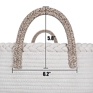 FENG@YE XXXL Extra Large 21.7 x 21.7 x 13.8 Inchs Natural Cotton Rope Basket Decorative Woven Basket Storage Baby Laundry Hamper with Handles for Baby and Kids Room Toy Bin Blanket Basket
