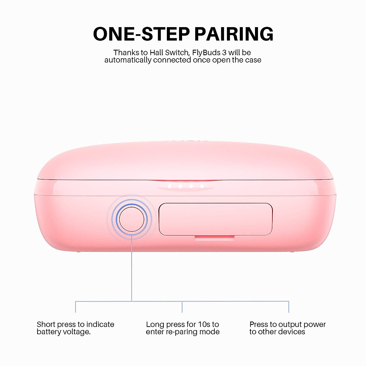 Tribit Earbuds, 150H Playtime IPX8 Bluetooth5.2 Deep Bass Bluetooth Earbuds Touch Control Headphones with Mic Earphone in-Ear Wireless Earbuds for iPhone Android Flybuds 3 Pink, Bluetooth Headphones