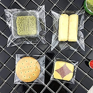 Self Sealing Cellophane Bags 3x3" 200pcs Clear Cello Bags Square Resealable Treat Bags for Cookie Bakery Candy Soap Cards Snacks Food Gift Favor 12 Sizes to Choose from