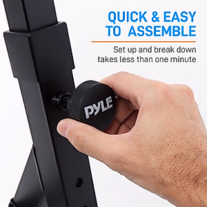 Pyle Heavy Duty Folding Keyboard Sturdy Reinforced Z Design w/Adjustable Width & Height, Foam Padded Arms, Digital Piano Stand, Fits 54-88 Key Electric Pianos & Used for Travel & Storage (PKST38.7)