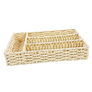 Cabilock Storage Box Make up Organizer Bag Home Storage Baskets Utensil Holder Rectangular Wicker Basket Tea Bags Holder Teabag Packet Holder Bathroom Storage Bins Office Coffee Organizer