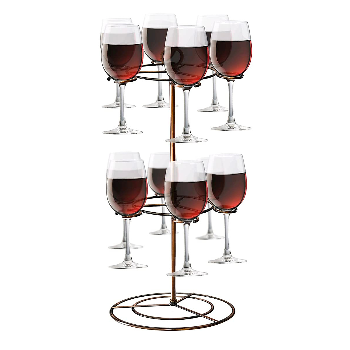 GeLive Flight Wine Server Stand Glasses Display Holder Tree Stemware Rack Hanger Organizer for Wine Tasting Party Bar Decoration Bronze