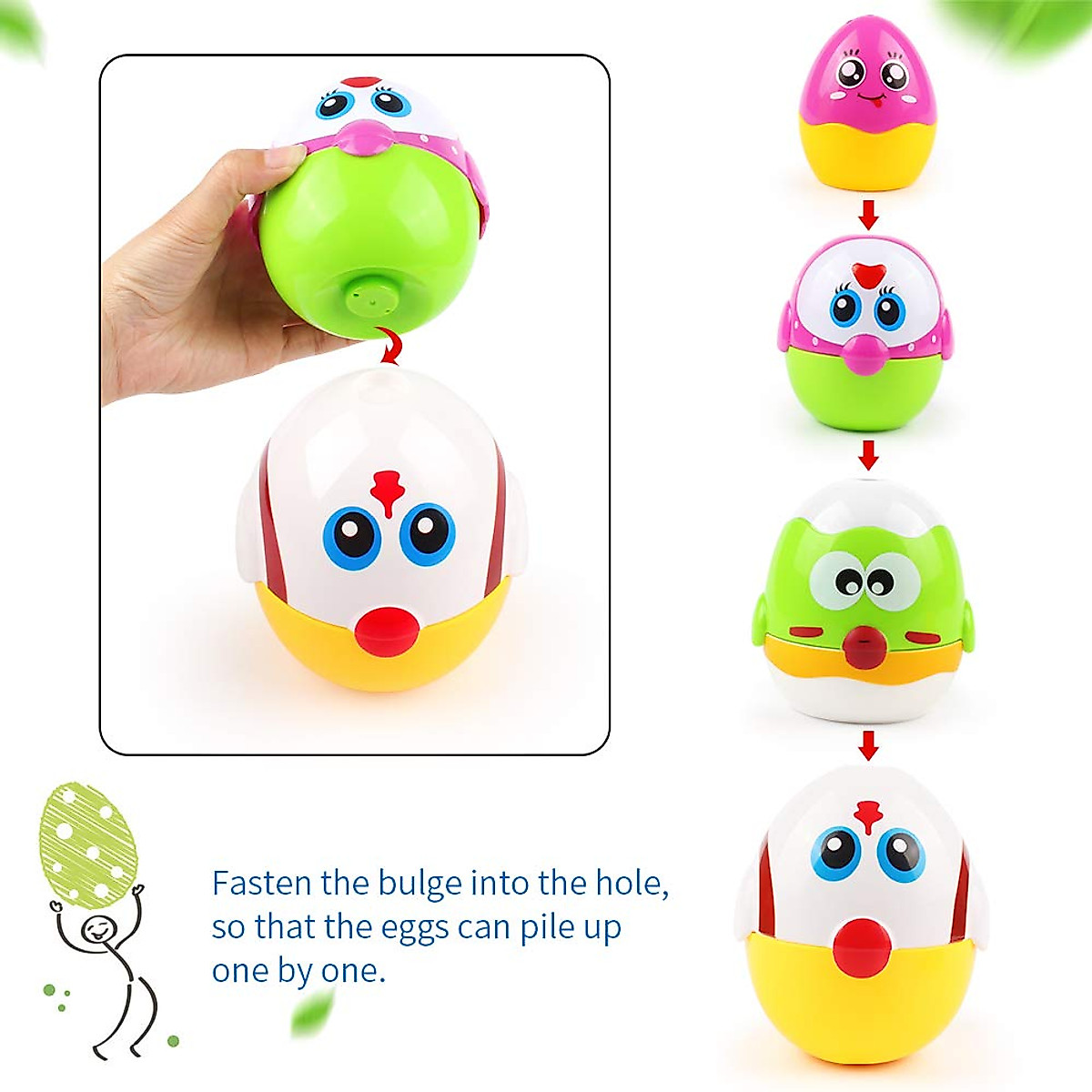 AMOSTING Easter Egg Toys for Toddler, Nesting & Stacking Eggs with Toys Inside, Easter Basket Stuffers Gifts for Toddler Girls Boys, Easter Eggs Hunt, Easter Egg Fillers, Easter Party Favor