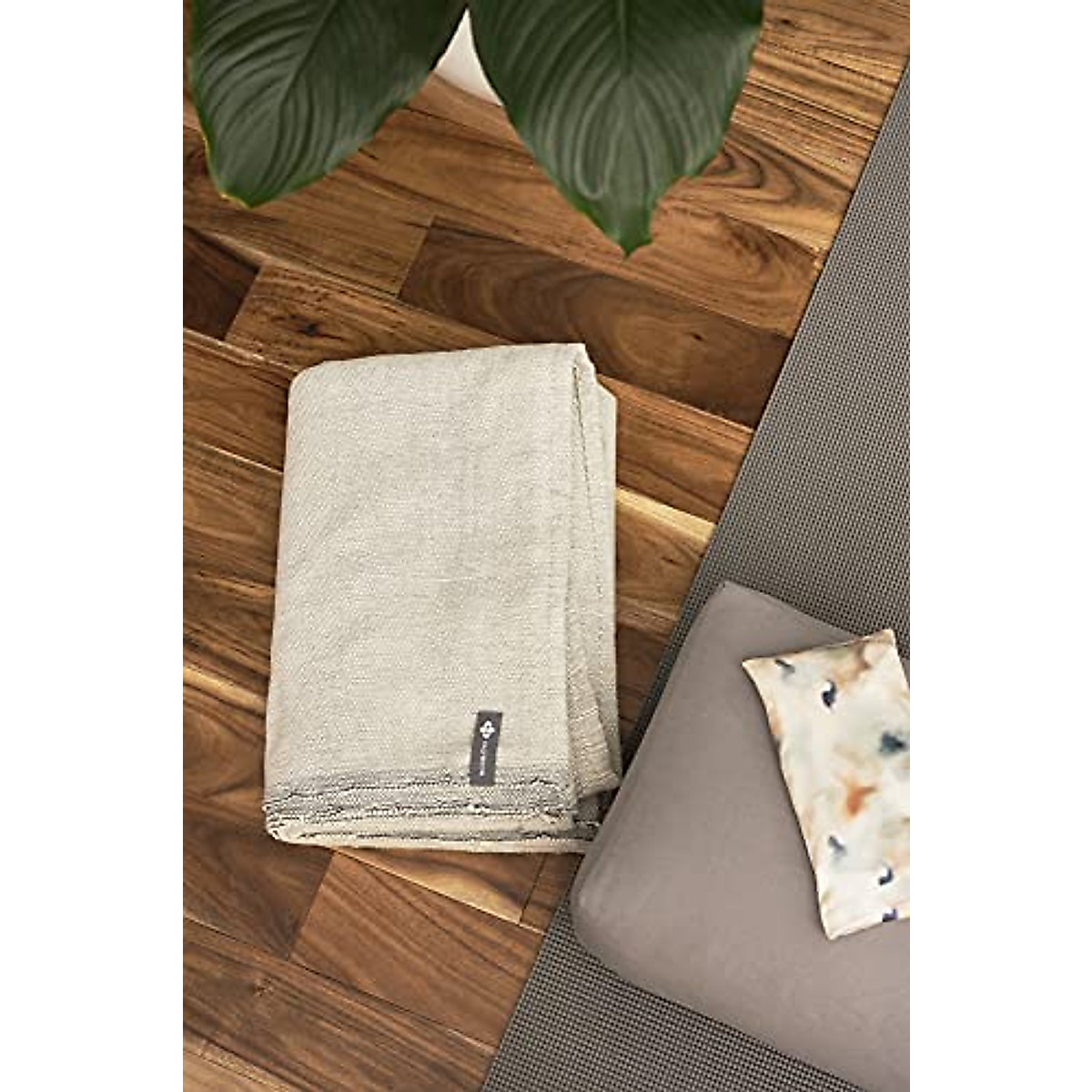 Halfmoon Cotton Yoga Blanket | 60” x 80” - Handwoven Soft & Large Throw Blankets for Home Decor, Yoga Practice, Camping, Outdoors, Travel, Meditation & Room Decor (Melange Carbon)