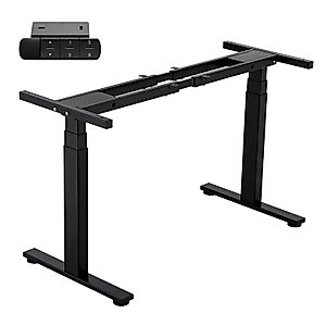 TOPSKY Dual Motor 3 Stage Electric Adjustable Standing Desk Frame Heavy Duty 300lb Load Capacity for Home Office (Black Frame Only)