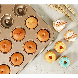 Webake Mini Donut Pan Non-stick 24-Cavity Small Donut Tray Heavy Gauge Bite Size Inch Doughnut Pans for Baking