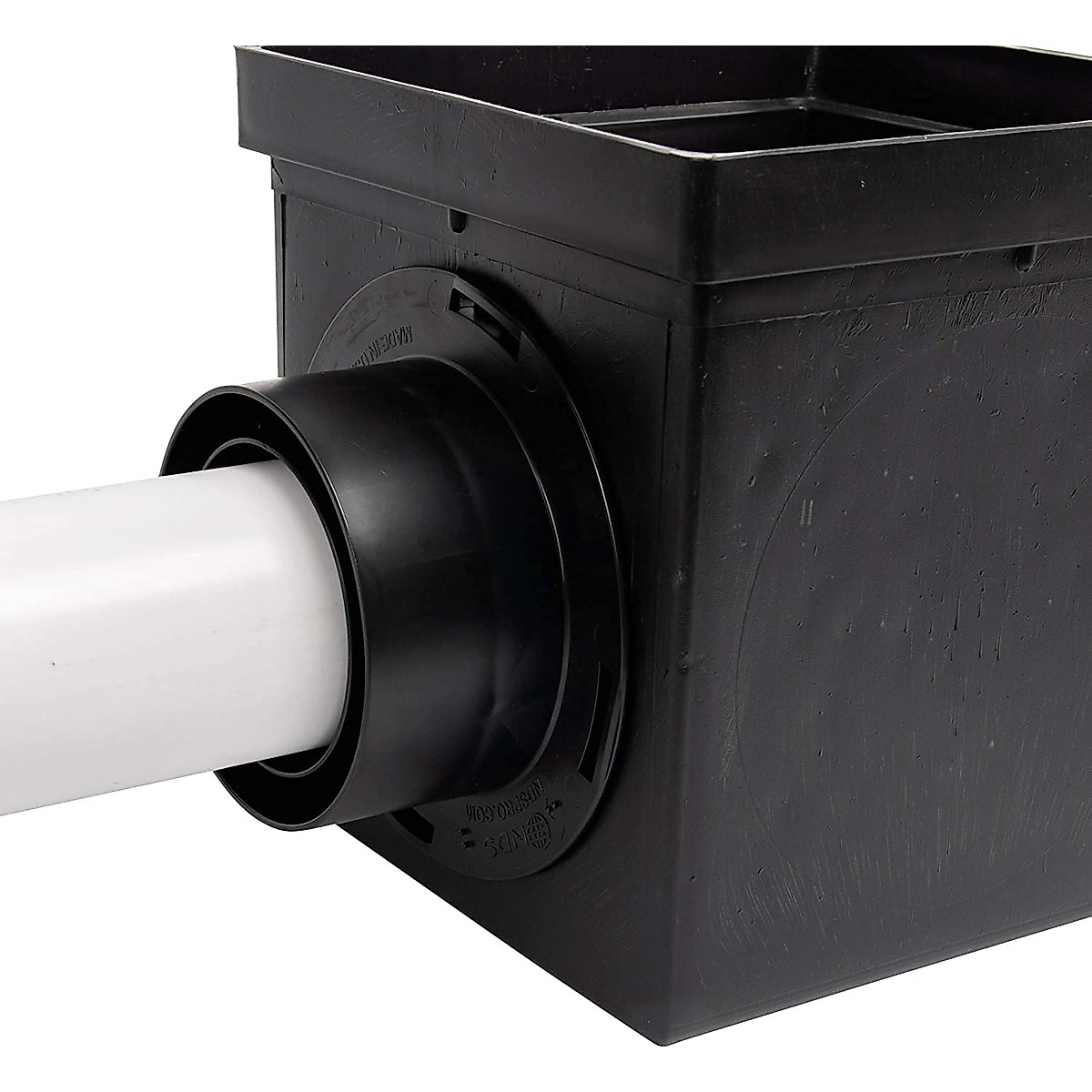 NDS 900BKITRTL1PK Square Kit with 2-Opening Catch Basin, 2 Adapters, 1 Outlet Plug, and 1 Plastic Drain Grate, 9-Inch, for Lawns, Landscaped Areas, Black