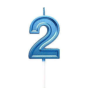 BLUE TOP 2.8 Inch Birthday Cake Candles Number Candles Birthday Candles for Cake,Cake Topper Decoration for Kids,Adults,Party,Anniversary,Milestone Age.(Blue Number 2)