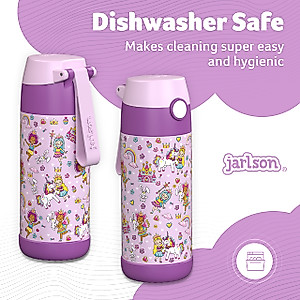 JARLSON® kids water bottle - MALI - insulated stainless steel water bottle with chug lid - thermos - girls/boys (Princess 'Mosaic', 12 oz)