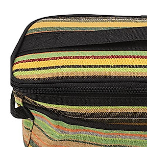 Camping Utensil Bag, Multipurpose Thickened Canvas Net Pocket Cover Green Stripe Camping Tableware Storage Bag for Travel