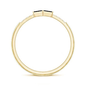 Natural Black Onyx Diamond Promise Ring For Women, Certified Onyx Stackable Ring, AAA Quality - With Jewelry Box, 14K Yellow Gold, Size:US 7.00