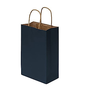 Blue Gift Bags with Handles - 6x3x9 Inch 50 Pack Medium Navy Blue Gift Bags with Handles, Colored Kraft Paper Shopping Totes for Gift Wrapping, Wedding & Event Guests, Small Business, Retail, in Bulk