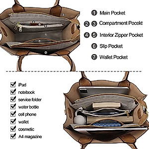 DE'EMILIA CONCEPT Top Handle Satchel Genuine Leather Tote Bag for Women, Soft Bucket Bag Shoulder Purse for Ladies and Girls Brown