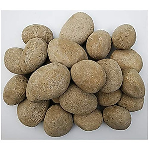 Hmleaf 24 PCS Ceramic Pebbles for Fire Pits or Fireplaces or Stoves in Khaki