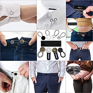 24 Pcs Extender Button Set, Flexible Adjustable Elastic Waist Extender Button, Invisible Collar Neck Extenders, No-Sew Extend Buttons for Women and Men's Pants Jeans Skirts Clothing Supplies