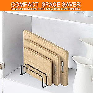 Cutting Board Organizer 2 Pack, Compact Chopping Board Storage Rack for Cabinet, Kitchen Countertop Pan Pot Lids Stand Holder Organizer for Baking Sheets, Flat Plate (1.0 Inch Width Slots)