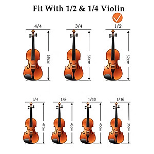 SUEWIO Violin Shoulder Rest for 1/2 Size, Adjustable Violin Shoulder Rest for Kids Beginners with Comfortable Foam Pad & Height Adjustable Feet