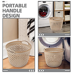 Zerodeko Flexible Laundry Basket, Plastic Laundry Baskets with Handle, Laundry Hamper Hollow Dirty Clothes Hamper Ventilated Clothes Basket Portable Round Bin for Laundry