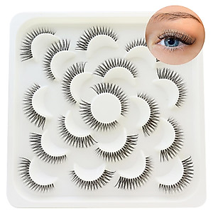 DAODER Short Lashes Natural Look Cat Eye Lashes Clear Band Wispy Curly False Eyelashes Like Lash Extension 12mm Thin Band Soft Mink Lashes Pack 10 Pairs (Cat Eye Lashes)