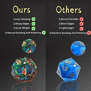 ATNPNTR DND Dice, DND Dice Set, RPG Dice, Polyhedral Dice Set, Dungeons and Dragons Dice, Role Playing Game Dice, Sharp Edge Dice with Beautiful Inclusions Galaxy Olive…