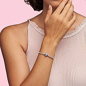 PANDORA Jewelry Moments Heart Clasp Snake Chain Charm Sterling Silver Bracelet, 7.5"