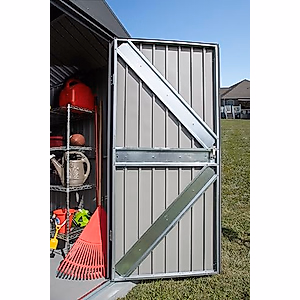Arrow Shed Elite 14' x 14' Outdoor Lockable Gable Roof Steel Storage Shed Building, Anthracite